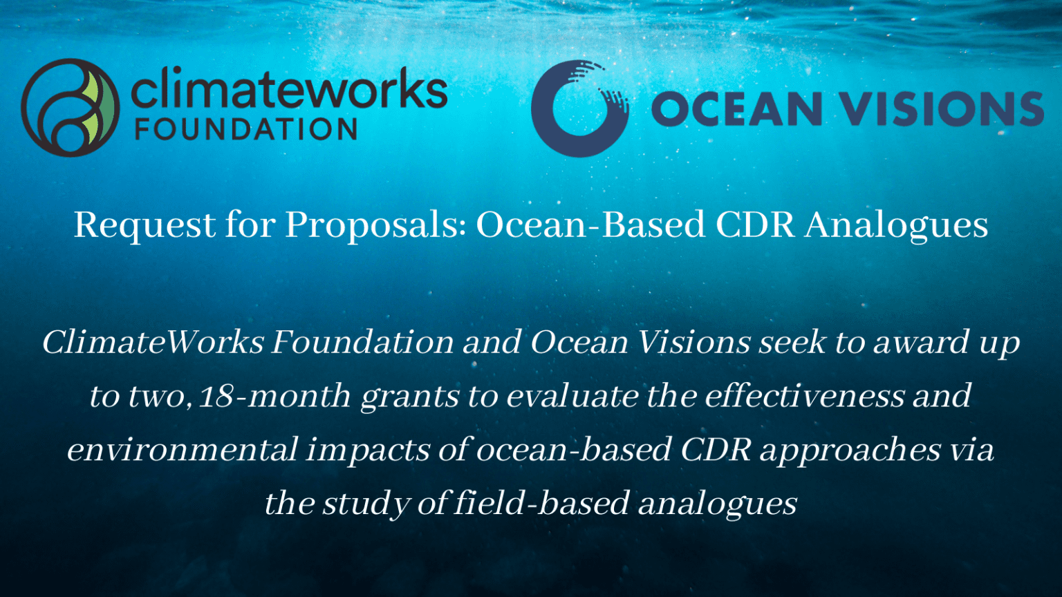 Request for Proposals: Ocean-Based Carbon Dioxide Removal Analogues ...